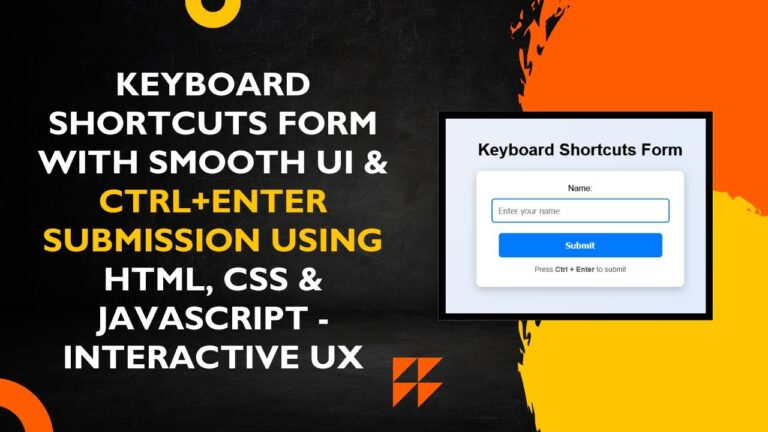Keyboard Shortcuts Form with HTML, CSS, and JavaScript Interactive ...