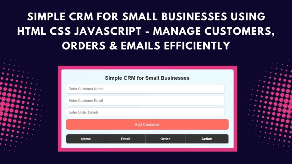 Simple CRM for Small Businesses with HTML, CSS, and JavaScript - Madras ...